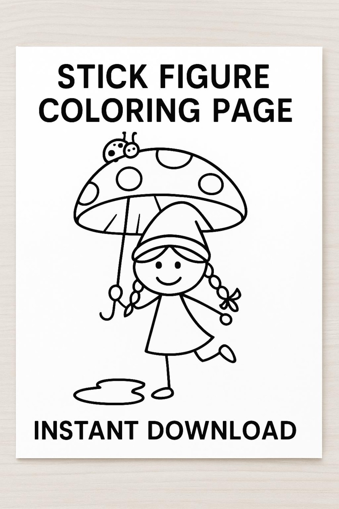 Stick Figure Girl Coloring Page | Instant Download - Etsy