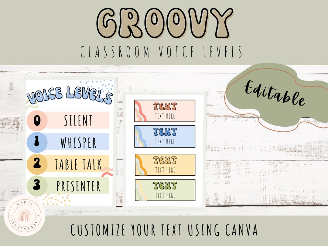 Groovy Voice Noise Level Display | INSTANT DOWNLOAD | EDITABLE ...