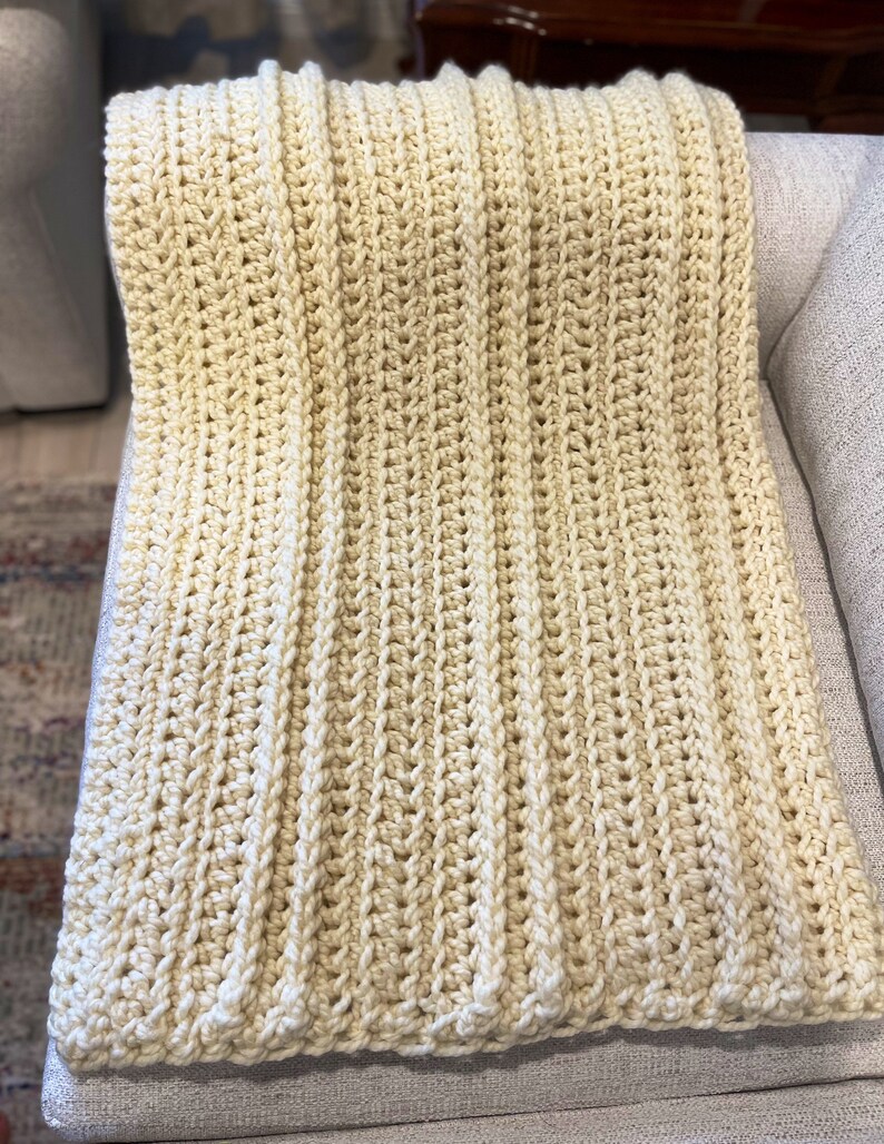 Crochet Wool Blanket - Handmade Cozy Throw Afghan - Cream - Etsy