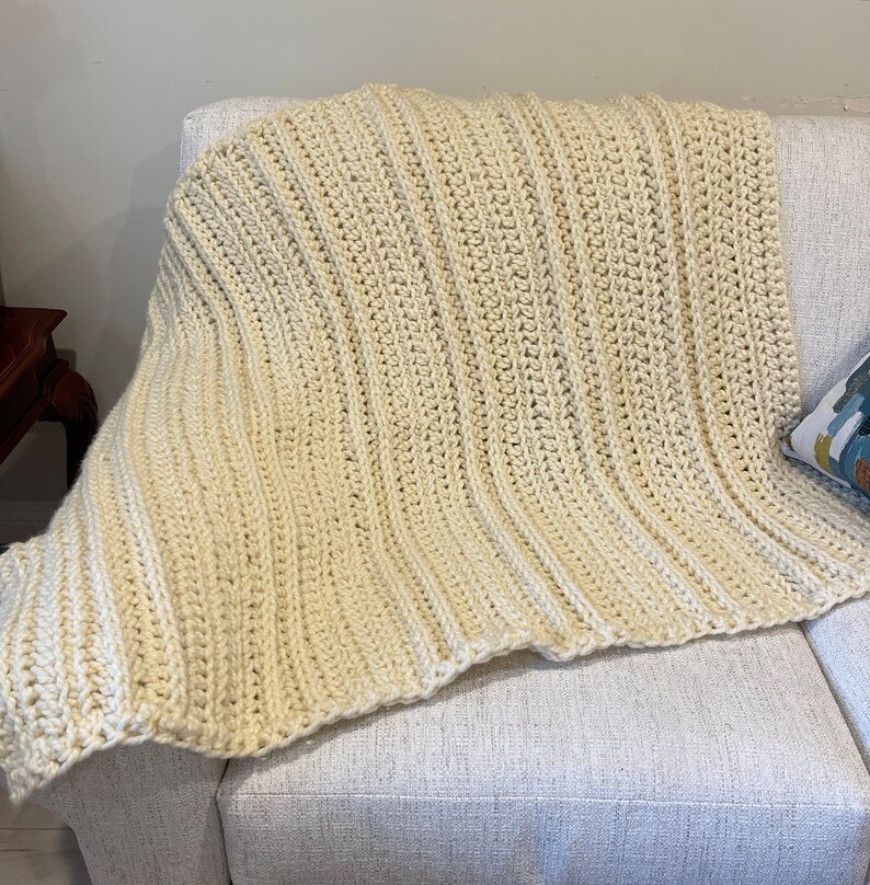 Crochet Wool Blanket - Handmade Cozy Throw Afghan - Cream - Etsy