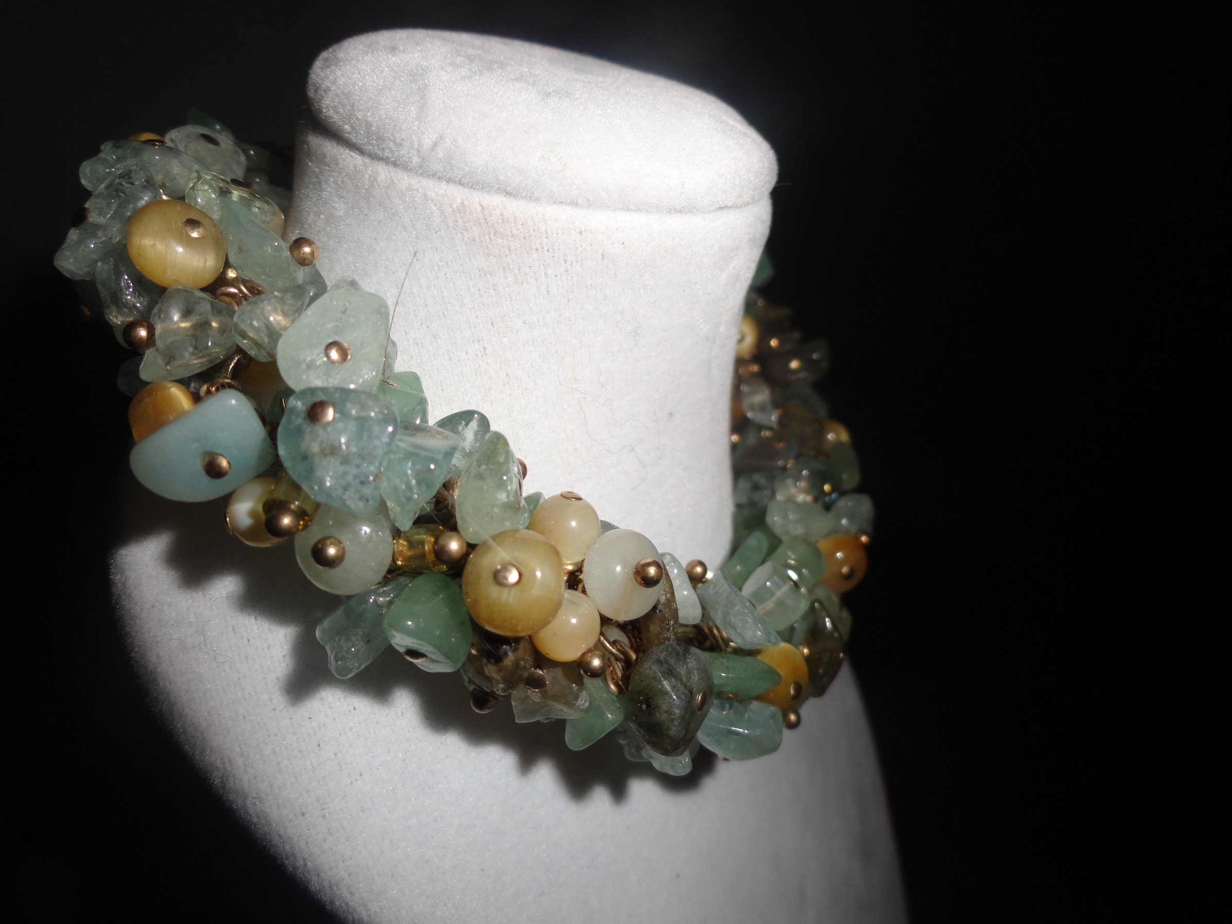 Aquamarine Honey Mustard Tigers Eye Citrine Cluster GF - Etsy