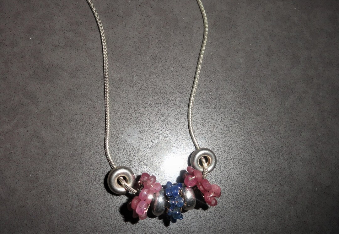 Ruby & Sapphire Charm Pinwheels, Sterling Silver Spacer Beads, SP Snake ...