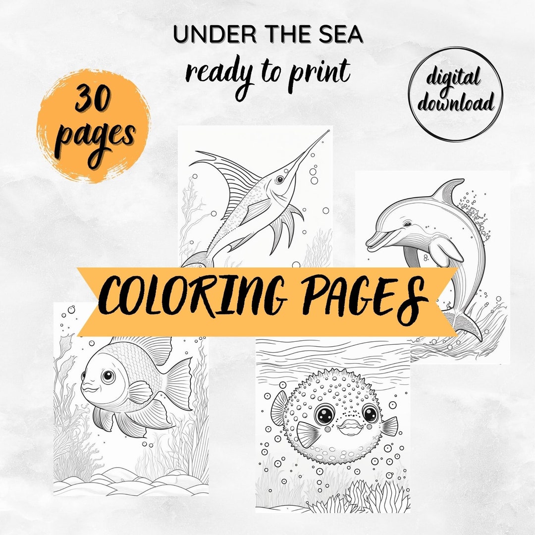 Under the Sea Adventures Coloring Book, KDP Interior 30 Sea Animals ...