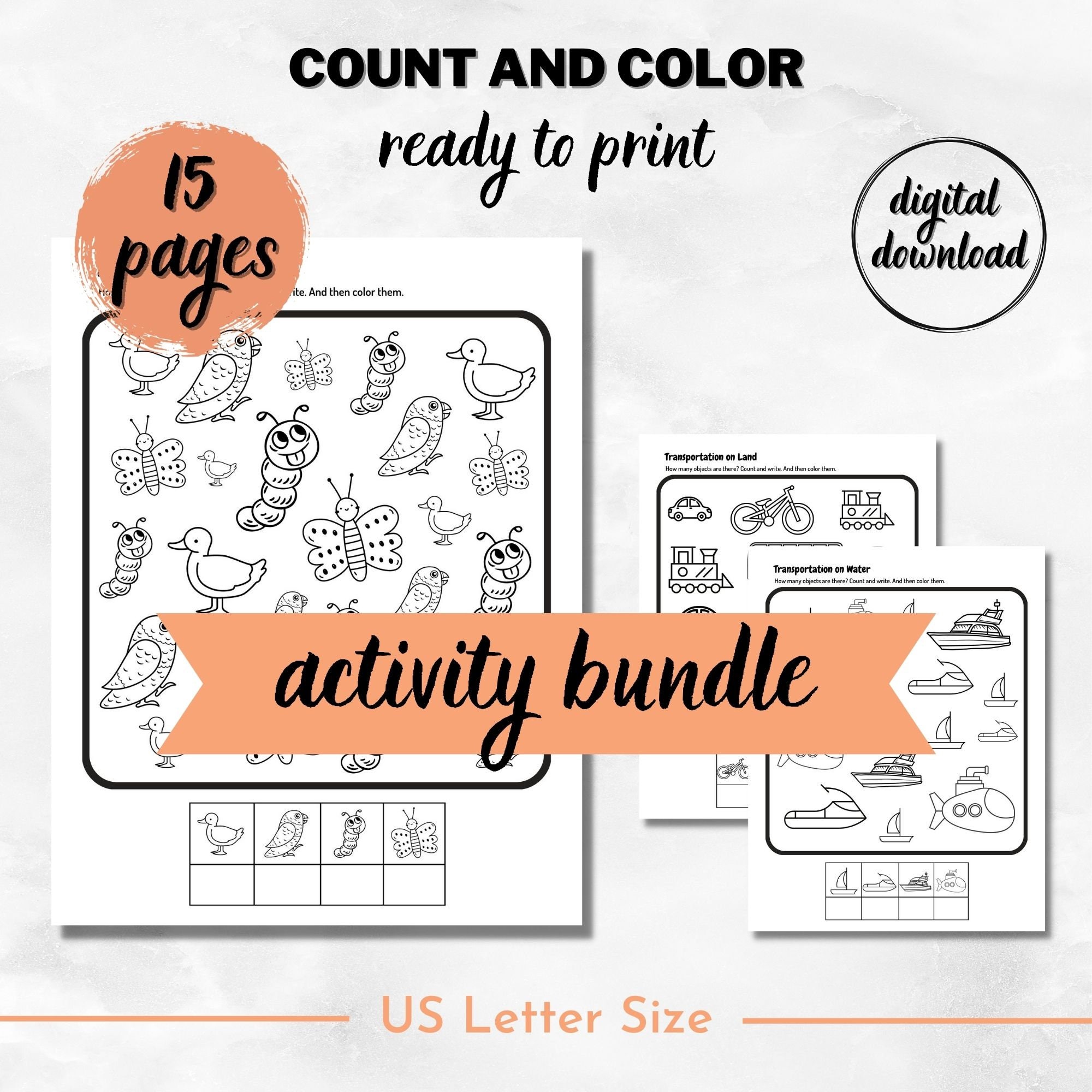 Printable Count and Color Activity Pack for Toddlers and Preschoolers ...