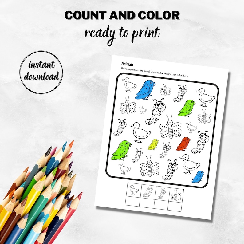 Printable Count and Color Activity Pack for Toddlers and Preschoolers ...