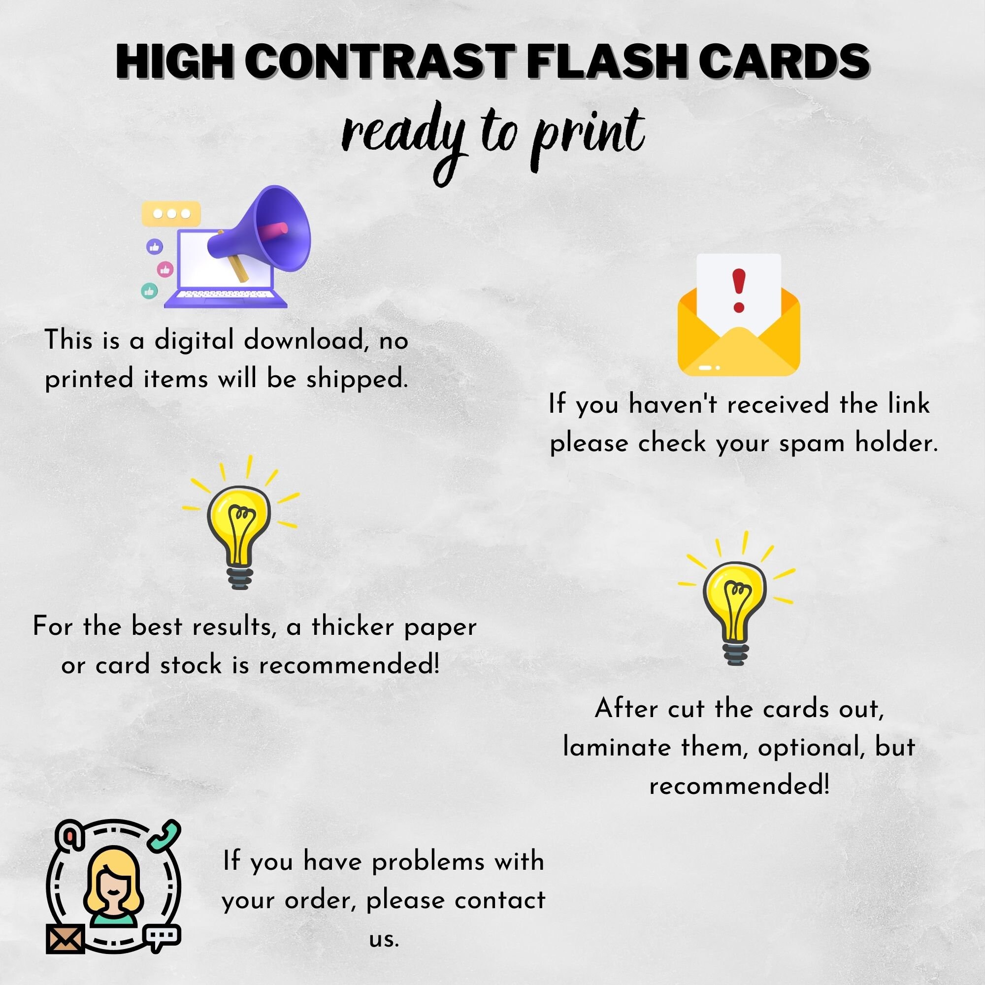 Printable High Contrast Baby Visual Sensory Stimulation Cards in Black ...