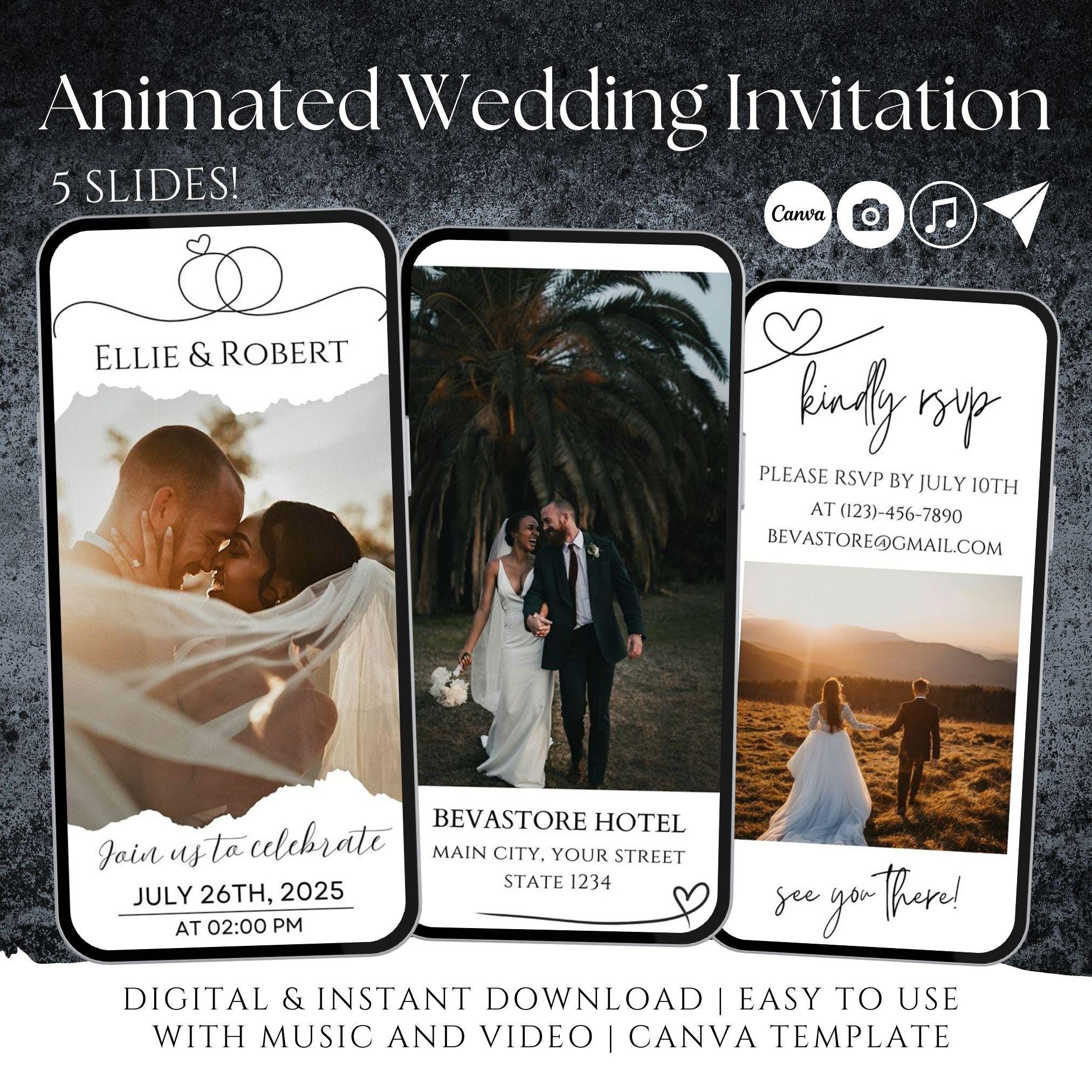 Minimalist Digital Animated Wedding Video Invitation Template ...