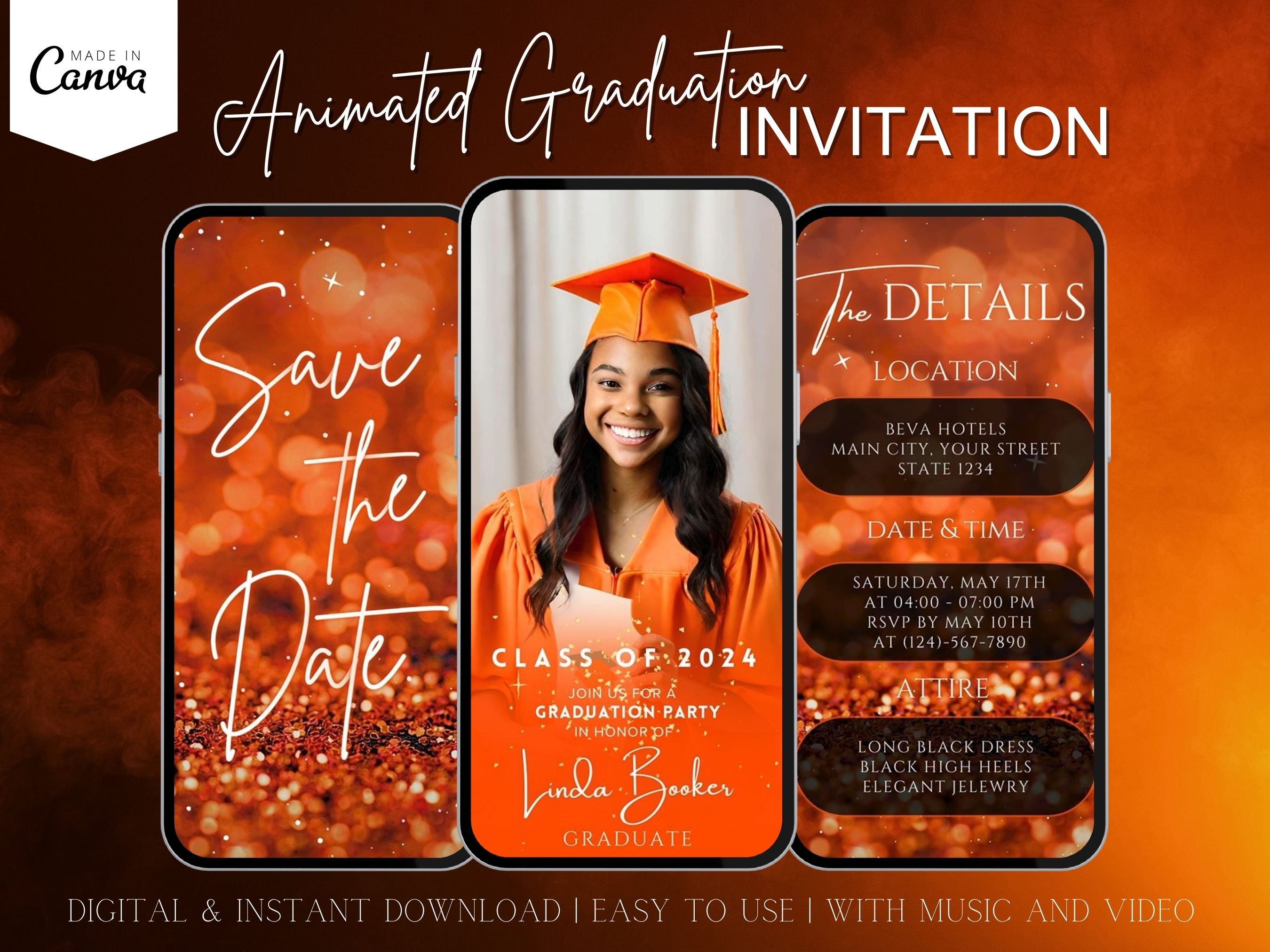 Orange And Blue Graduation Invitations Walmart