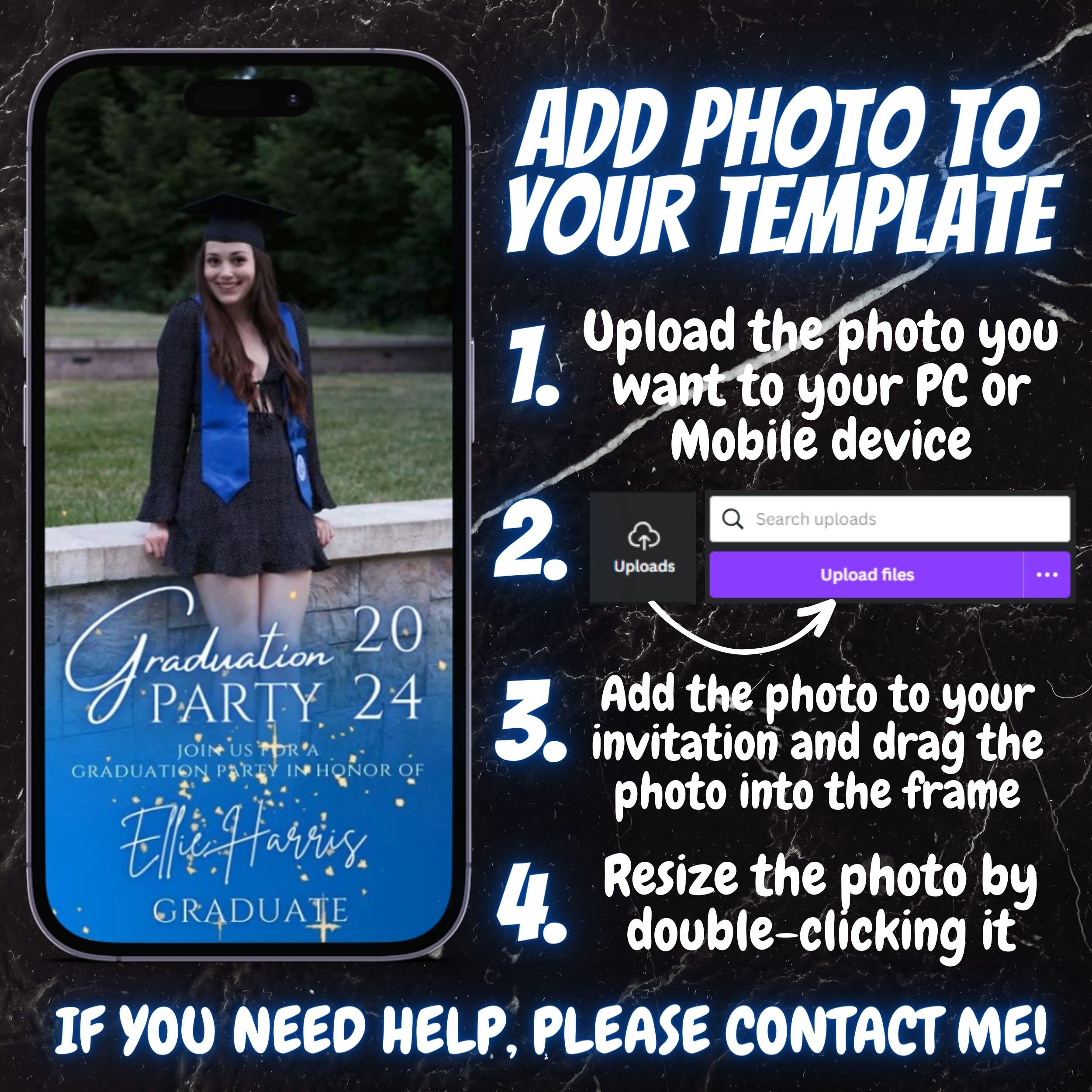 2024 Digital Blue Graduation Invitation, Graduation Party, Graduation ...