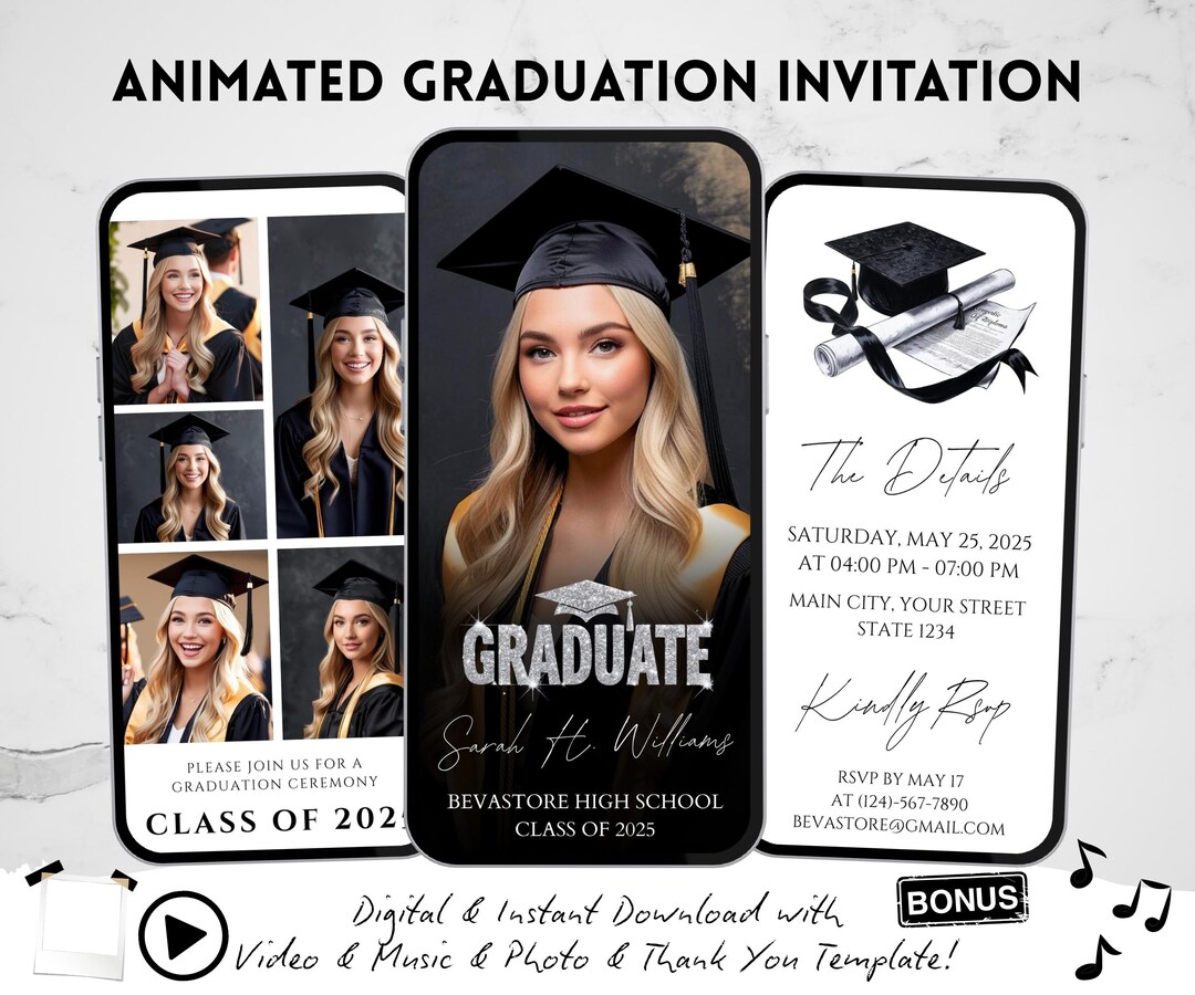 2025 Modern Animated Digital Graduation Ceremony Invitation, Minimalist ...