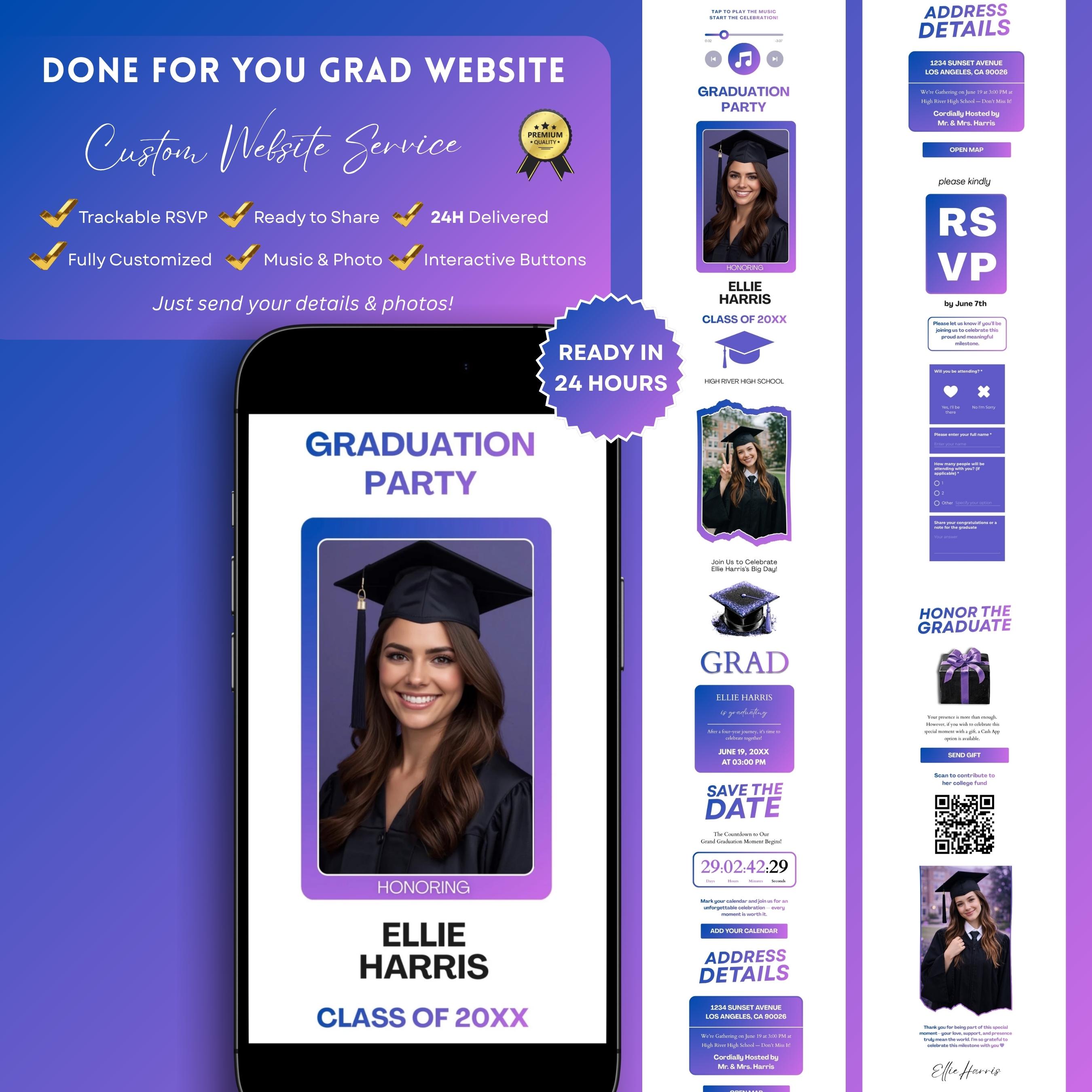 Custom Graduation Party Website Service, Class of 2026 Grad Event Page ...