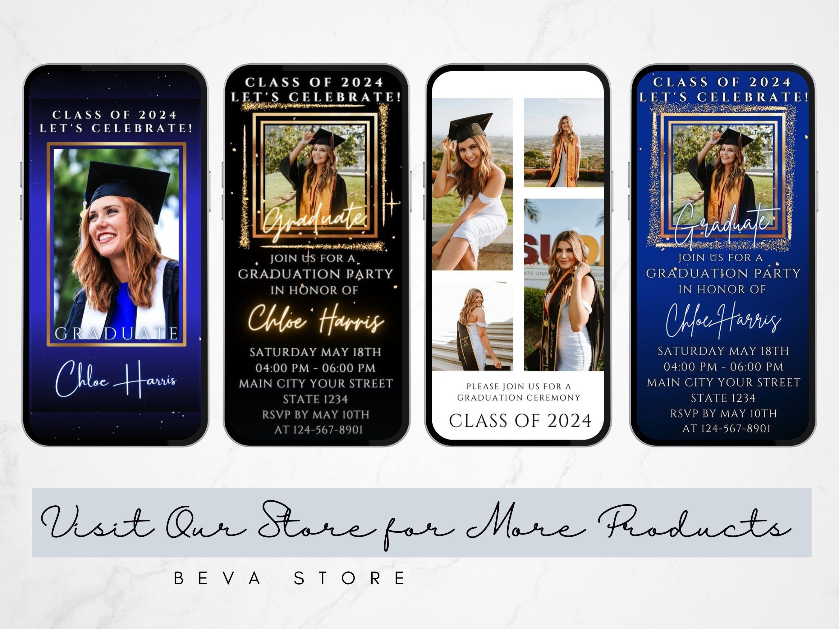 2024 Digital Teal Green Graduation Animated Invitation, Mobile College ...