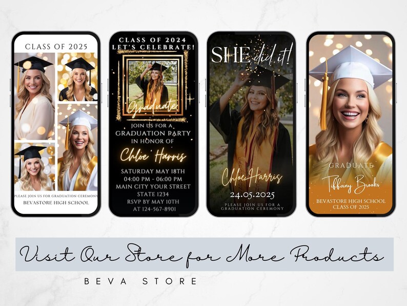 Minimalist White Graduation Ceremony Invitation Video, Modern Digital ...