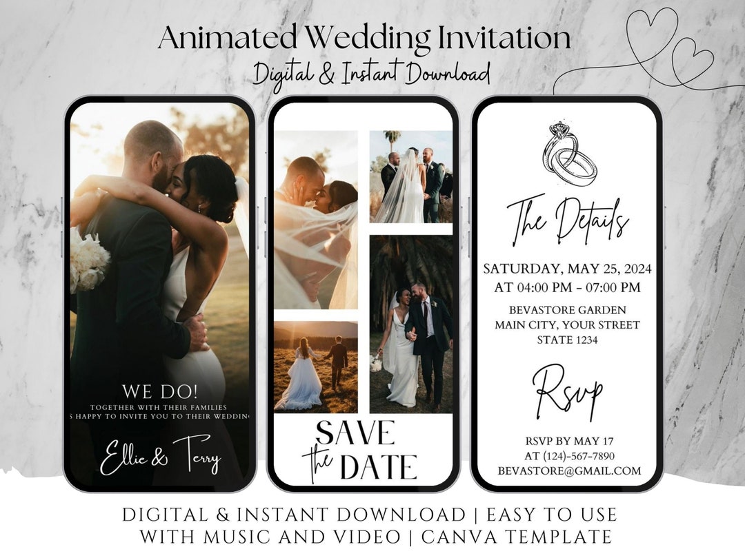 Digital Modern Animated Wedding Video Invitation Template, Wedding ...