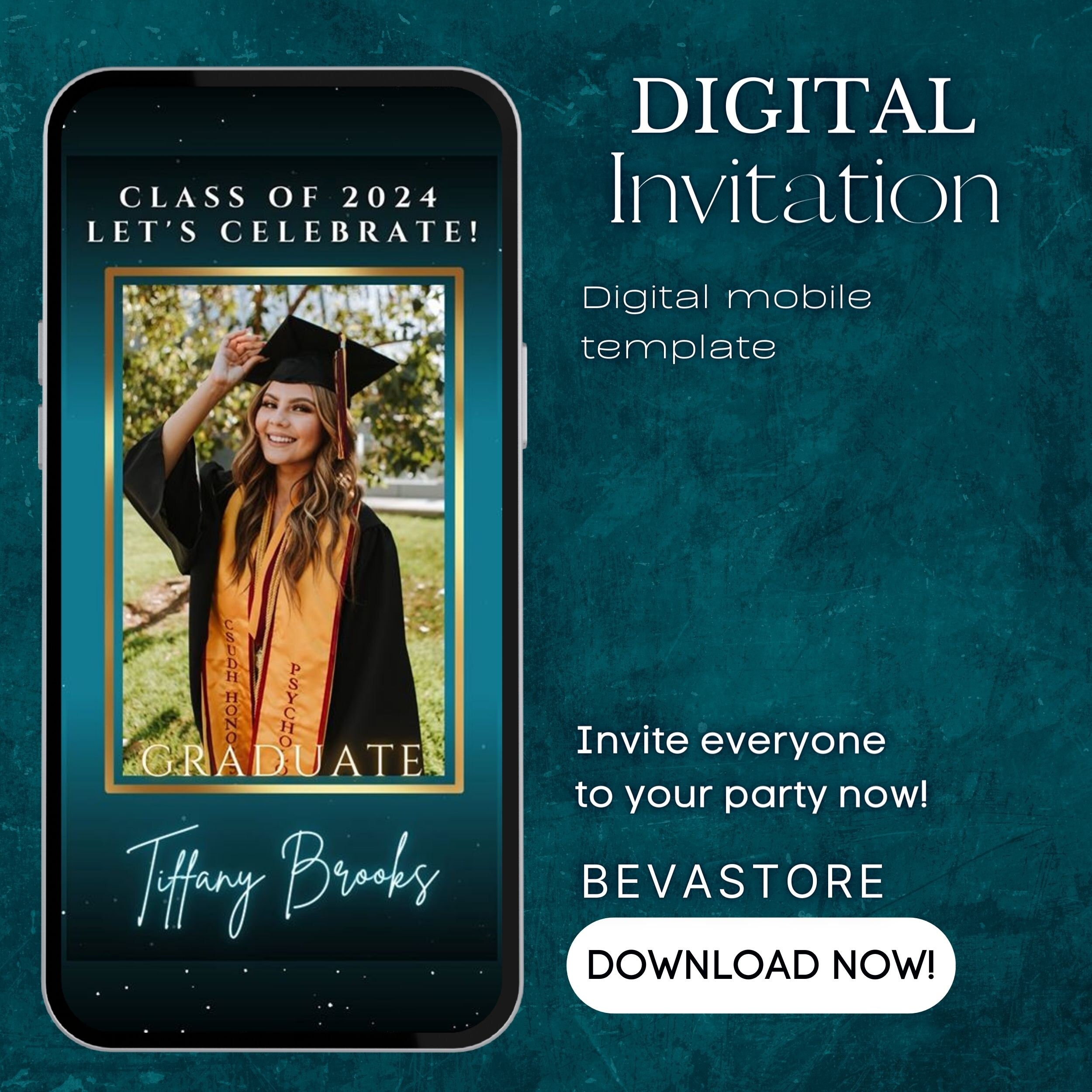 2024 Digital Teal Green Graduation Animated Invitation, Mobile College ...