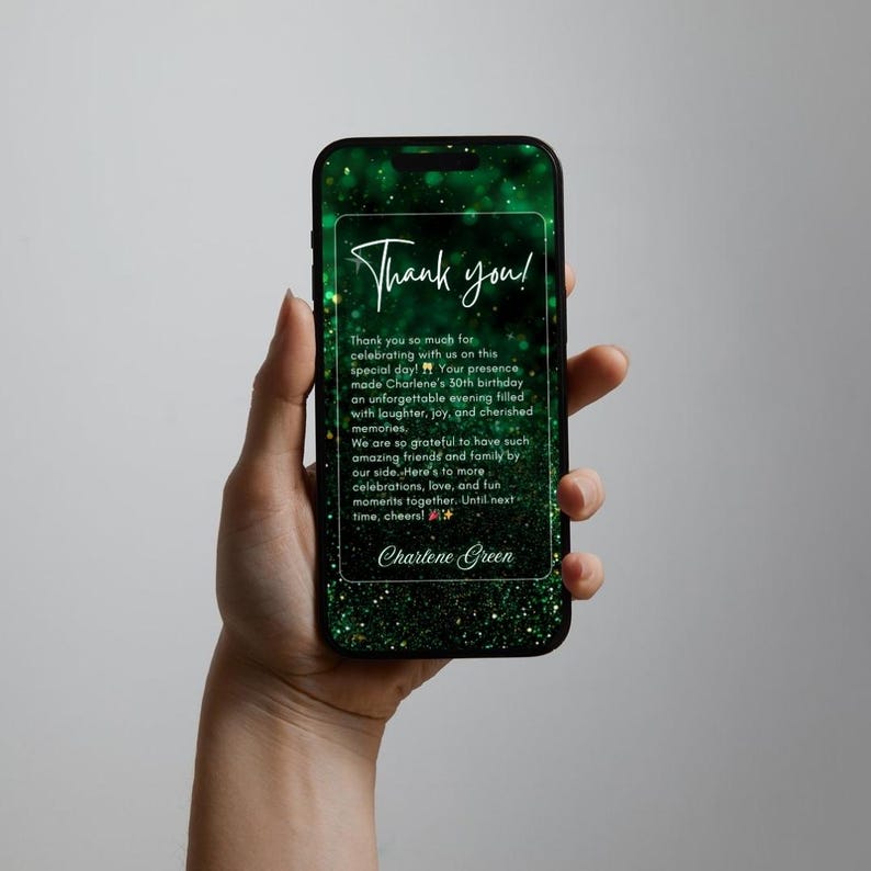 Emerald Green Surprise Birthday Video Invitation, Glitter Evite ...