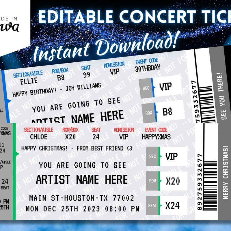 Concert Ticket Template - Etsy
