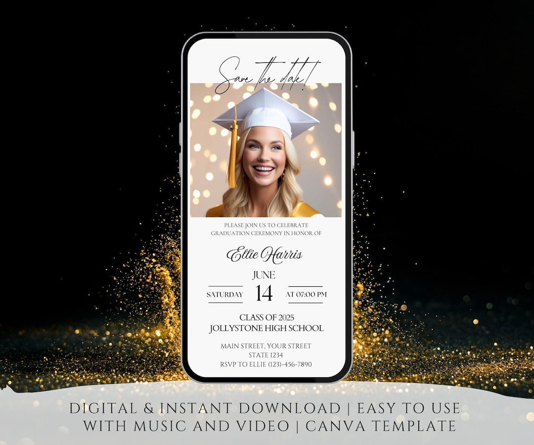 Class of 2025 Digital Graduation Ceremony Invitation, Modern Grad ...