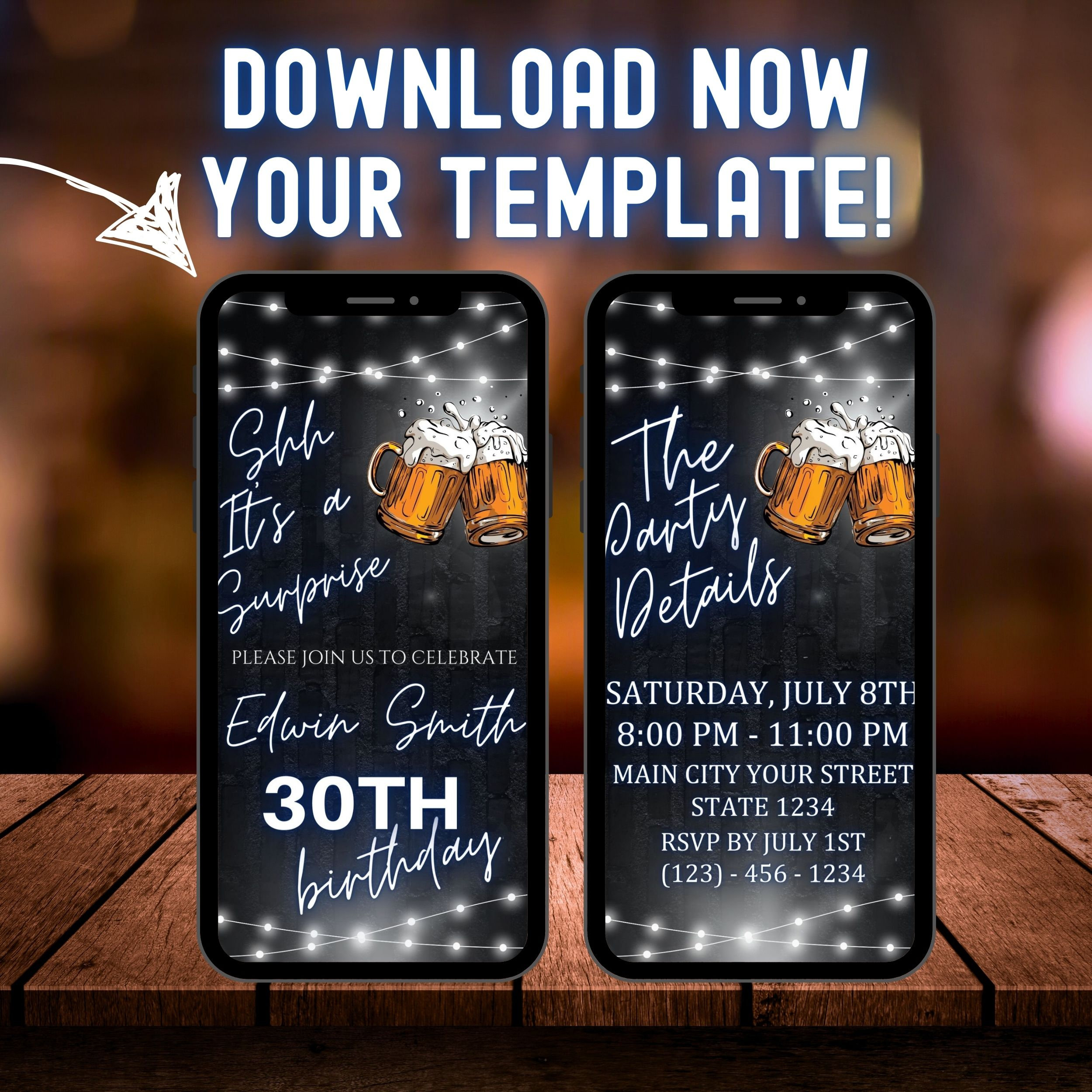Beer Invitation Surprise Birthday Invitation 30th Birthday - Etsy