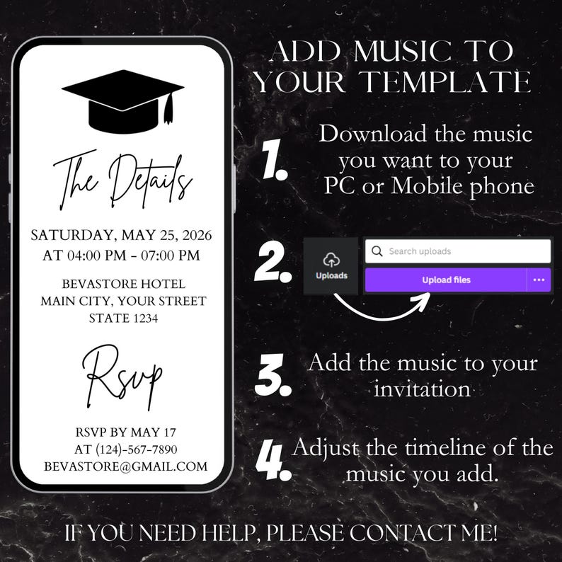 Photo Collage Graduation Video Invitation Template, Digital Class of ...