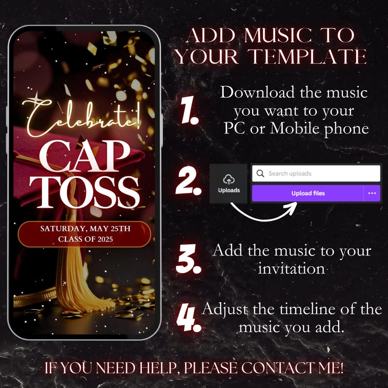 Red and Gold Graduation Video Invitation, Animated Cap Toss (digital ...