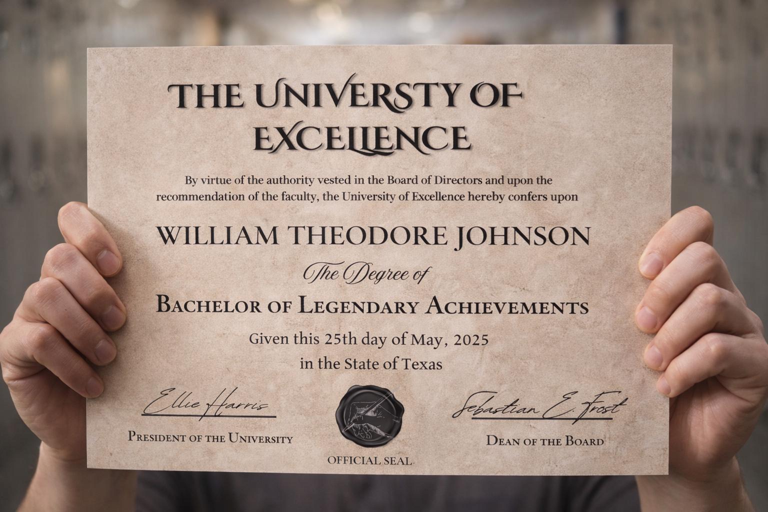 Digital Graduation Fake Diploma Template, Class of 2026 Senior Grad ...