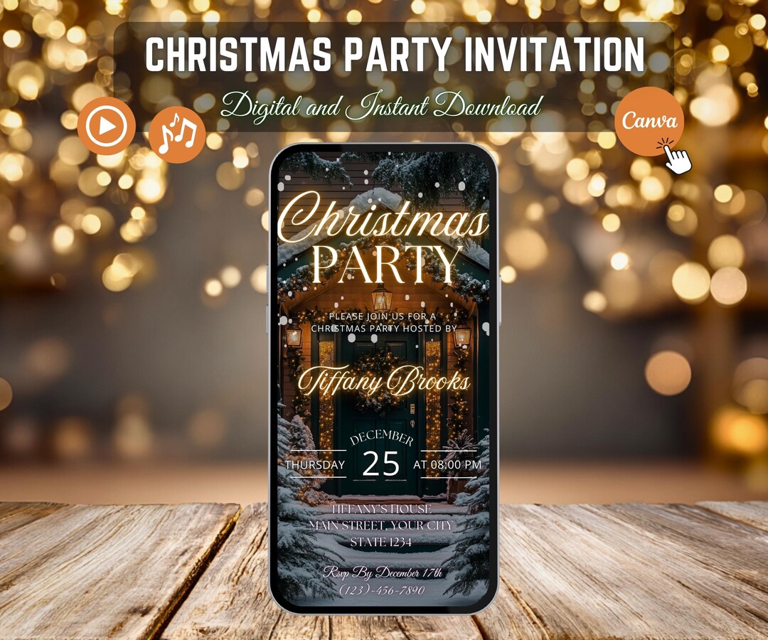 Minimalist Christmas Party Invitation, Elegant Holiday Xmas Invite ...