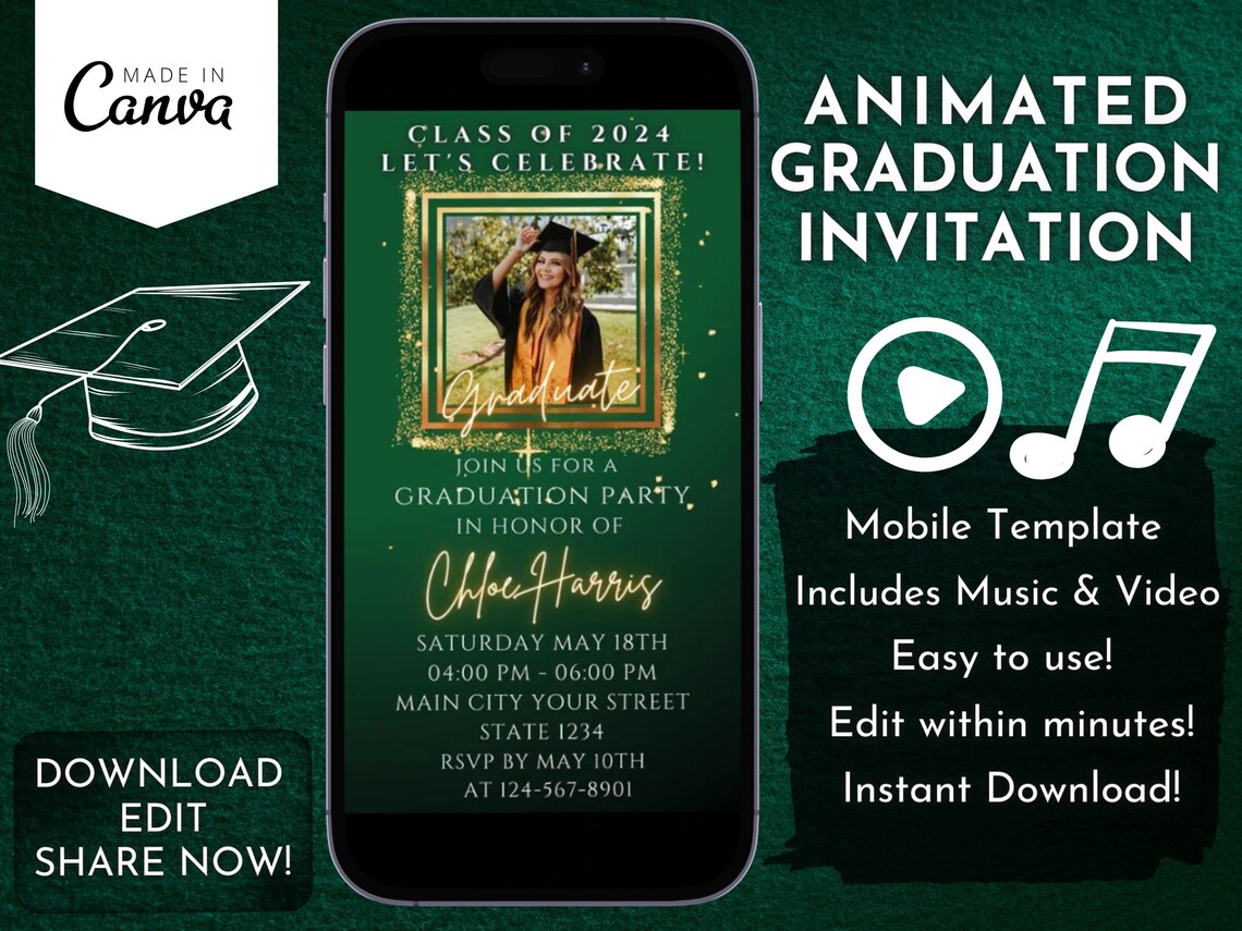 Digital Graduation Invitation, Graduation Party, Graduation ...
