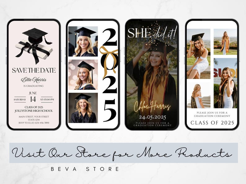 Elegant Graduation Invitation Video With Photo Collage, White & Black ...