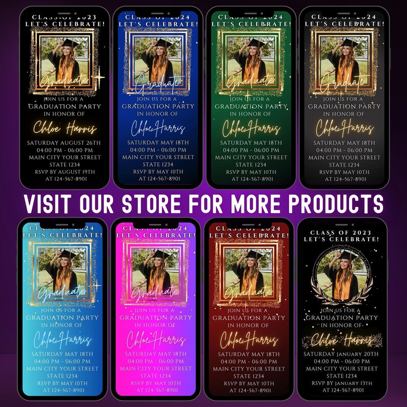 Animated Purple Graduation Invitation Video, Elegant Digital Graduation ...