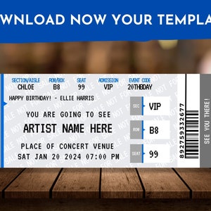 Editable Concert Ticket Template With QR Code, Digital VIP Ticket ...