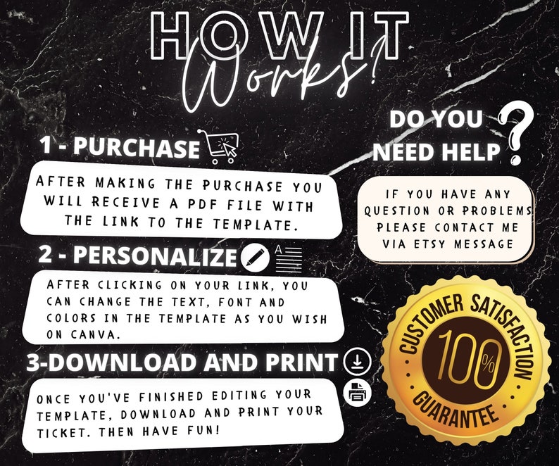 Digital Editable Concert Ticket Template, Custom Printable Event Ticket for Birthday, Christmas ...