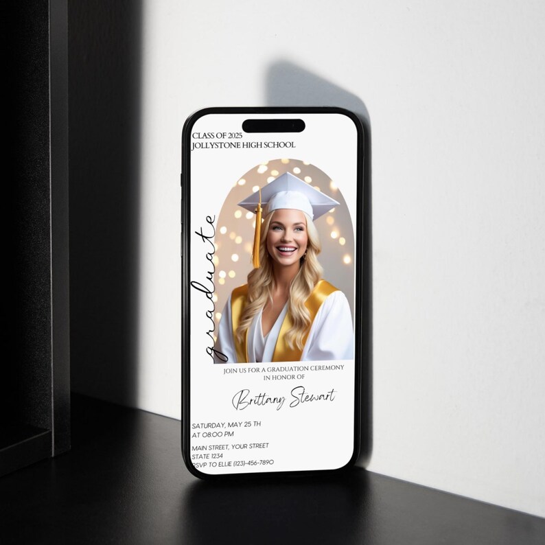 Minimalist White Graduation Ceremony Invitation Video, Modern Digital ...