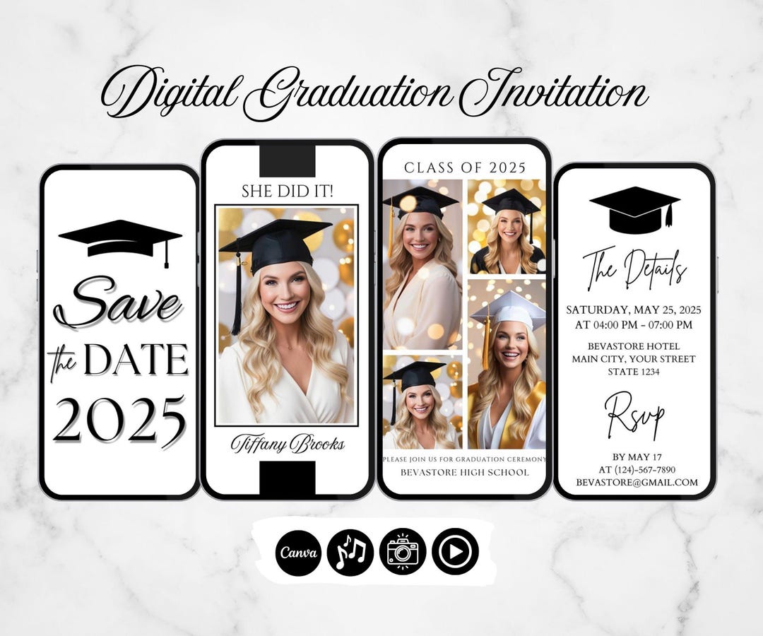 Modern Animated Video Graduation Invite 2026 Class, Photo Collage ...