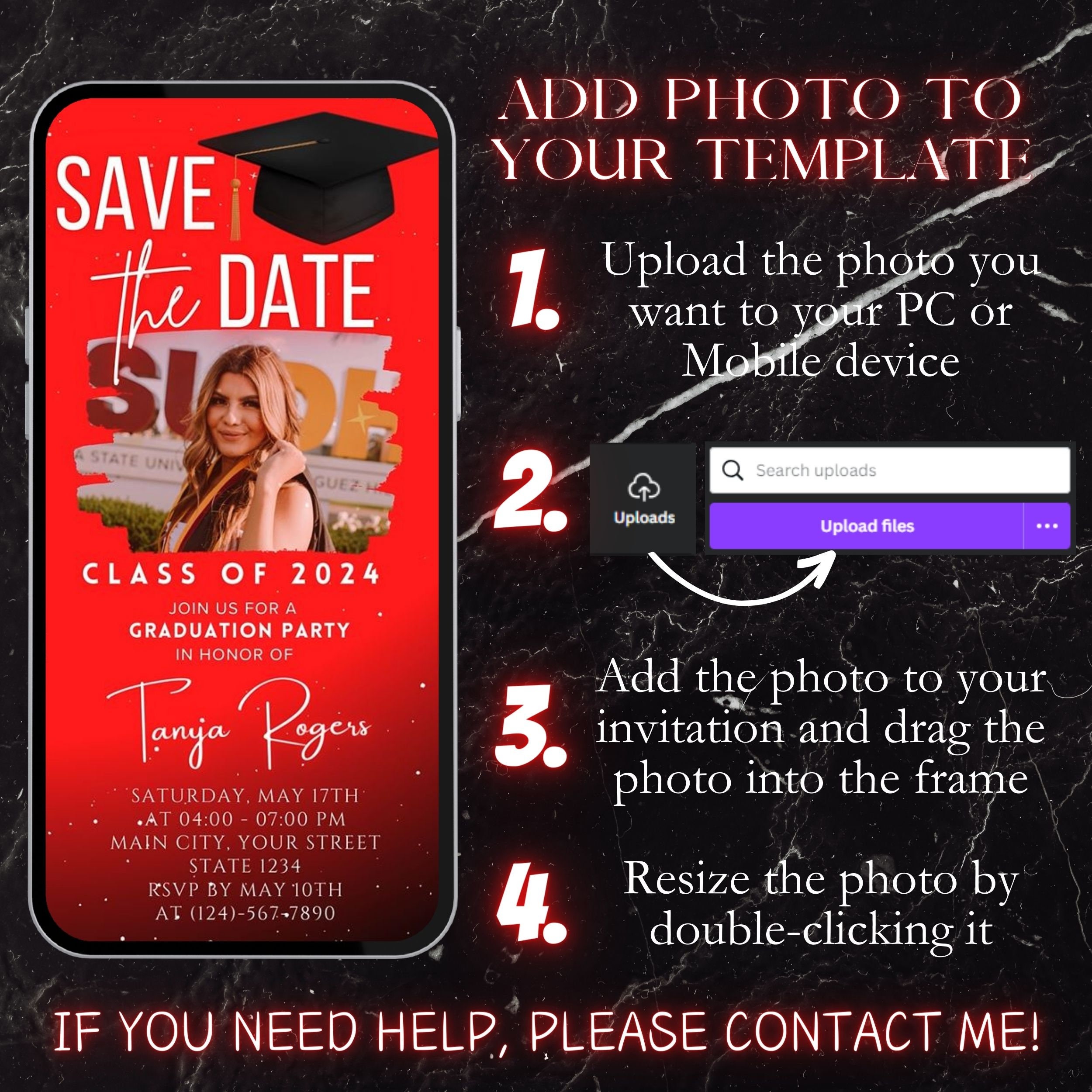 2025 Digital Red Graduation Invitation Template, Grad Party ...