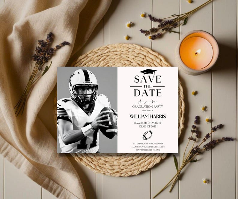 Graduation Save the Date Template 2026, Photo Graduation Invitation ...