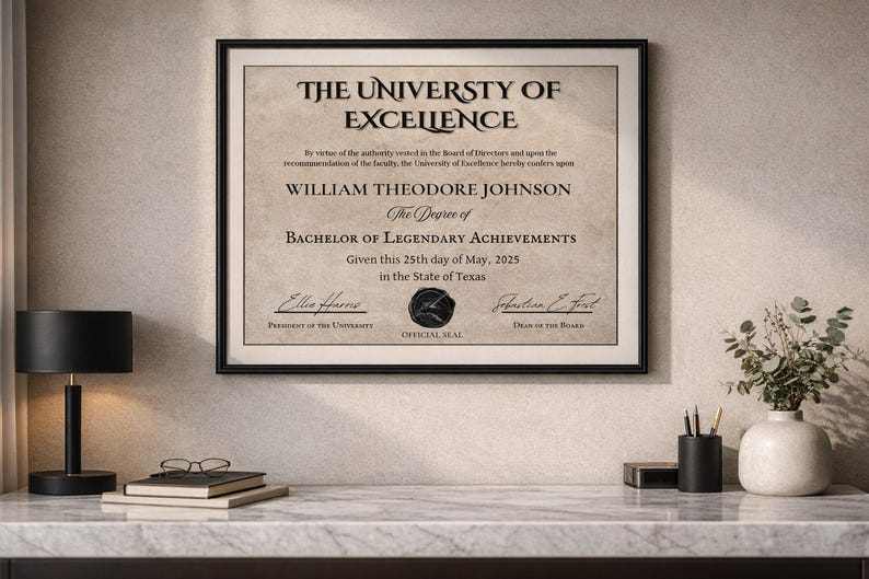 Digital Graduation Fake Diploma Template, Class of 2026 Senior Grad ...