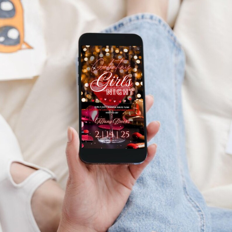 Glam Galentine's Party Invitation, Red Sparkle Video Invite (digital ...