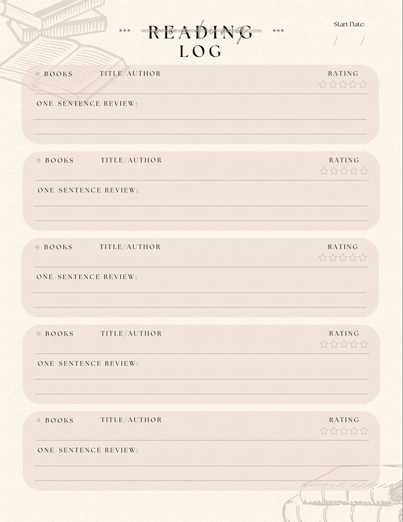 Reading Tracker Printable - Etsy