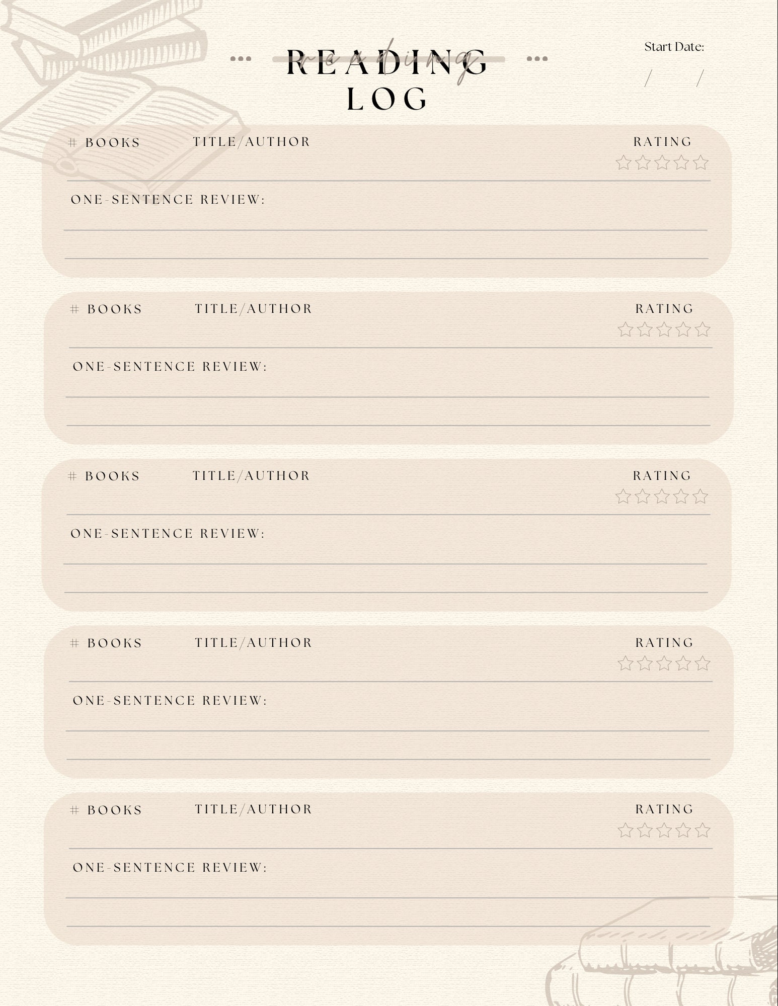 Reading Tracker Printable - Etsy