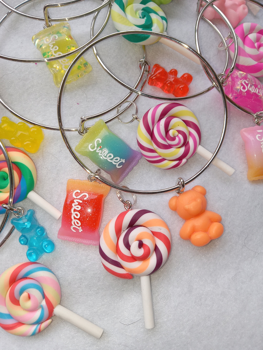 Rave Kandi Candy Charm Bracelets/bangles, Festival Fun Friends, 3 Big ...