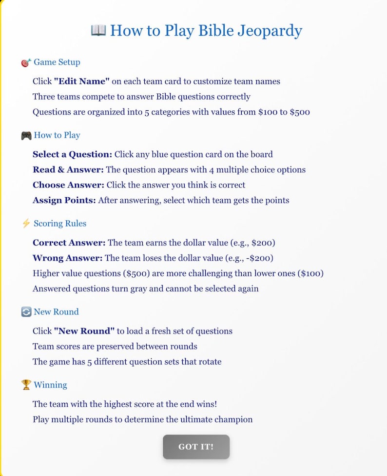JW Bible Jeopardy Online Game for Family Worship (online - Click and ...