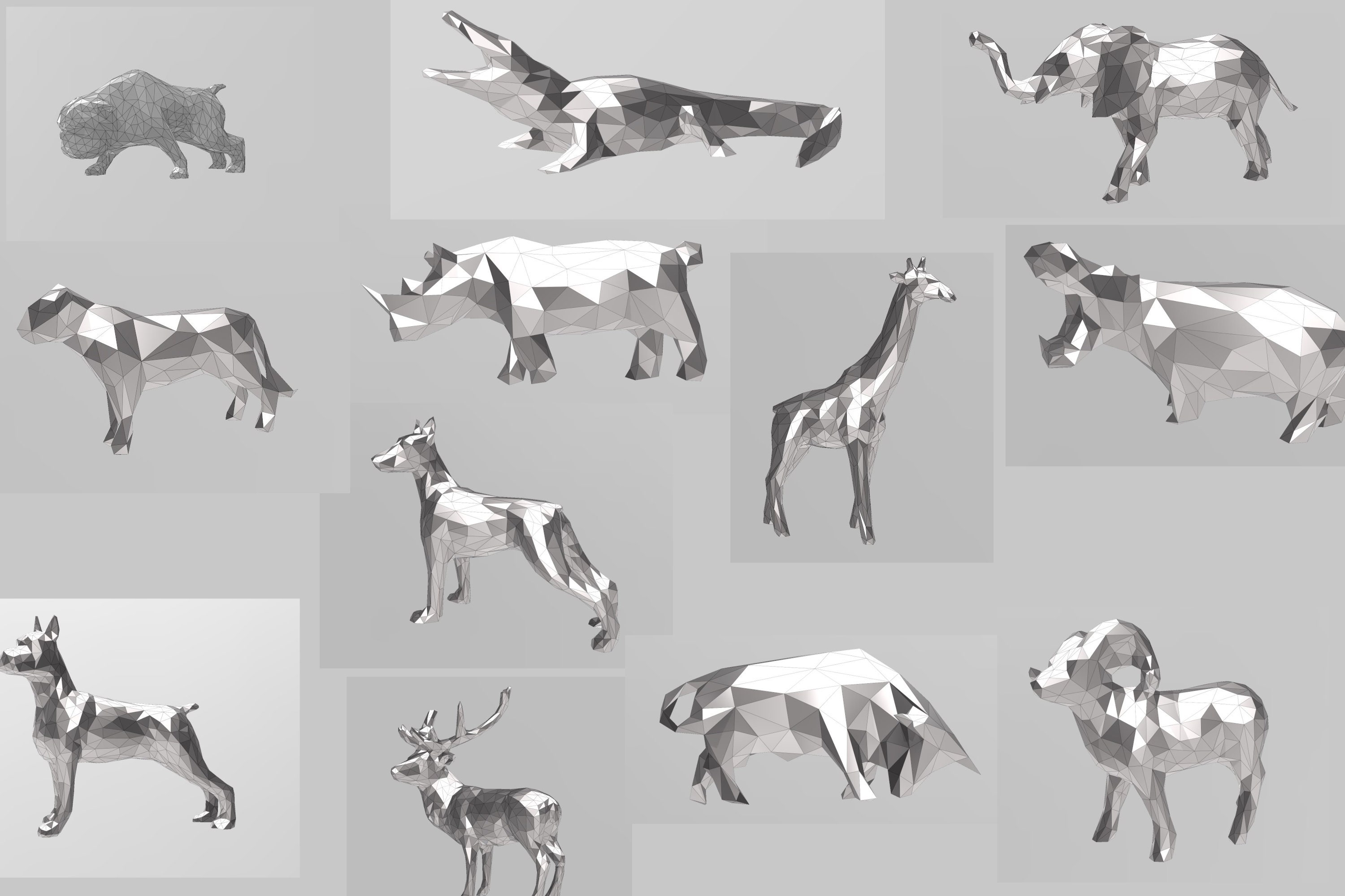 Printable Geometric Animal Art 3d Print Models Create Your Own Modern ...