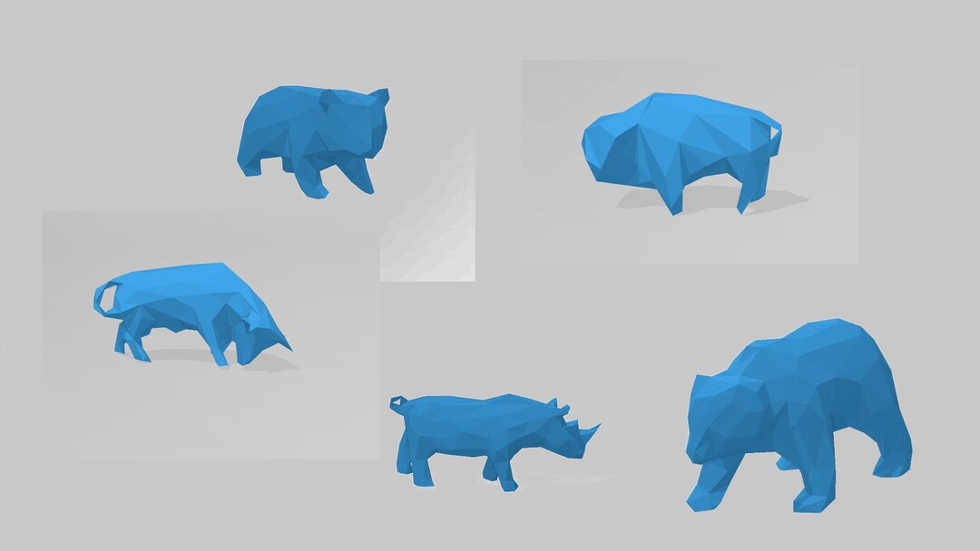 Animal 3D Print 5 Pack Bundle / Low Poly Animal STL File / 3d Printable ...
