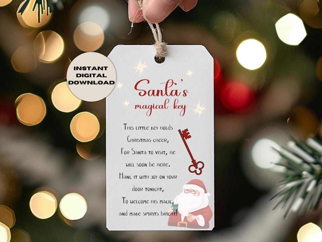 Santa Magic Key Tag, Gift Tag for Christmas, Printable Santa Magical ...