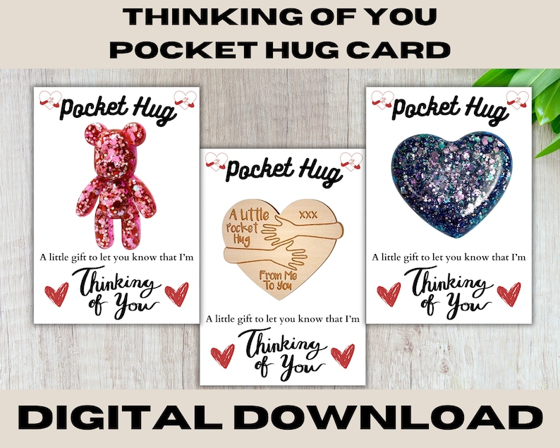 Thinking of You Pocket Hug Card Template, Pocket Hug PNG, Backing Card ...