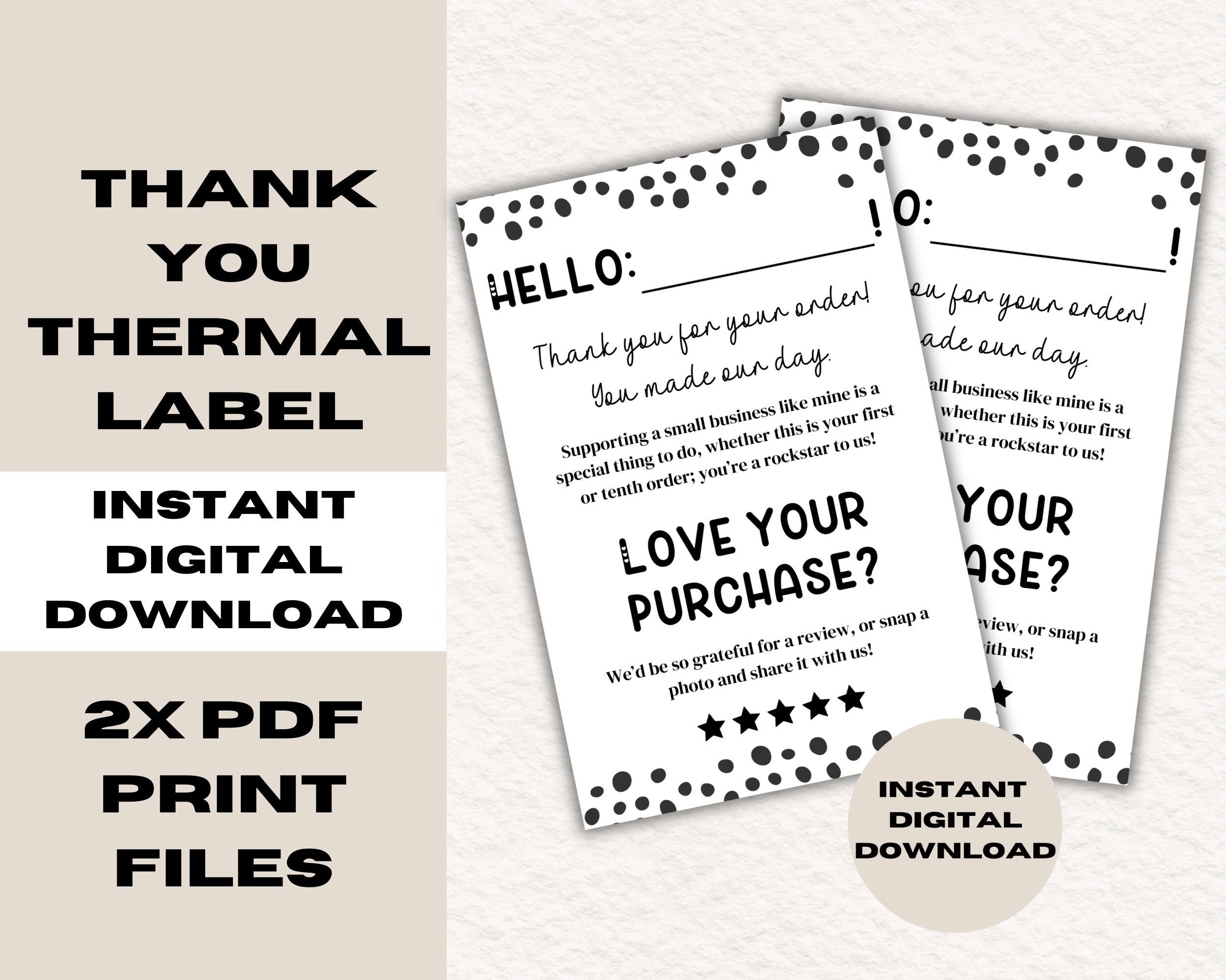 Thank You Thermal Label, Thermal Thank You Sticker, Business Supplies ...