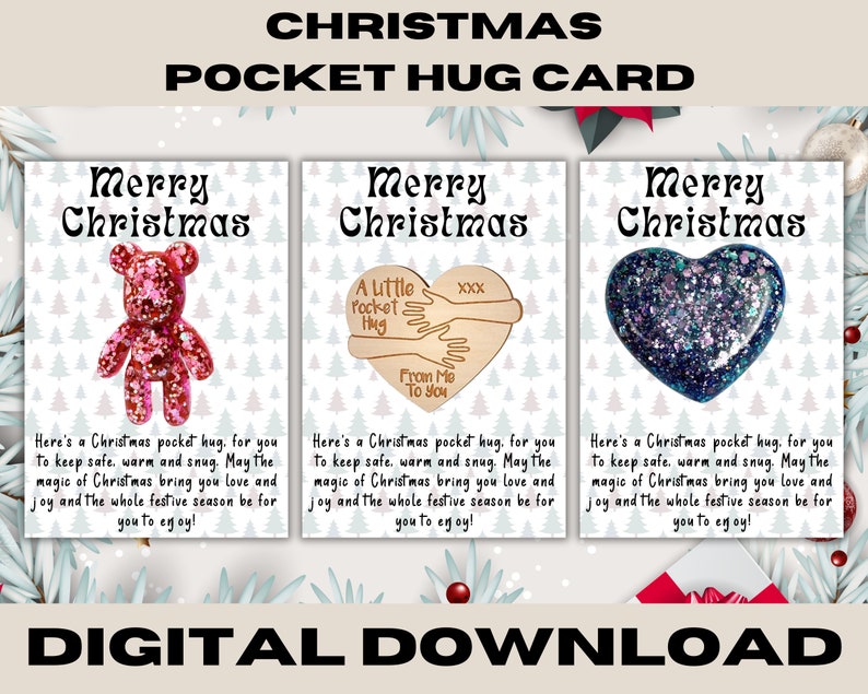 Pocket Hug Card Template, Christmas Templates, Backing Card Printable ...