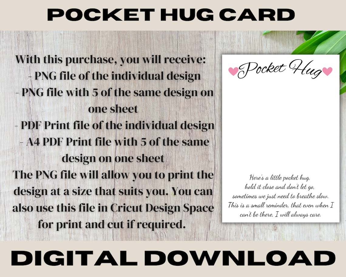 Pocket Hug Card Template, Pocket Hug PNG, Backing Card Printable ...