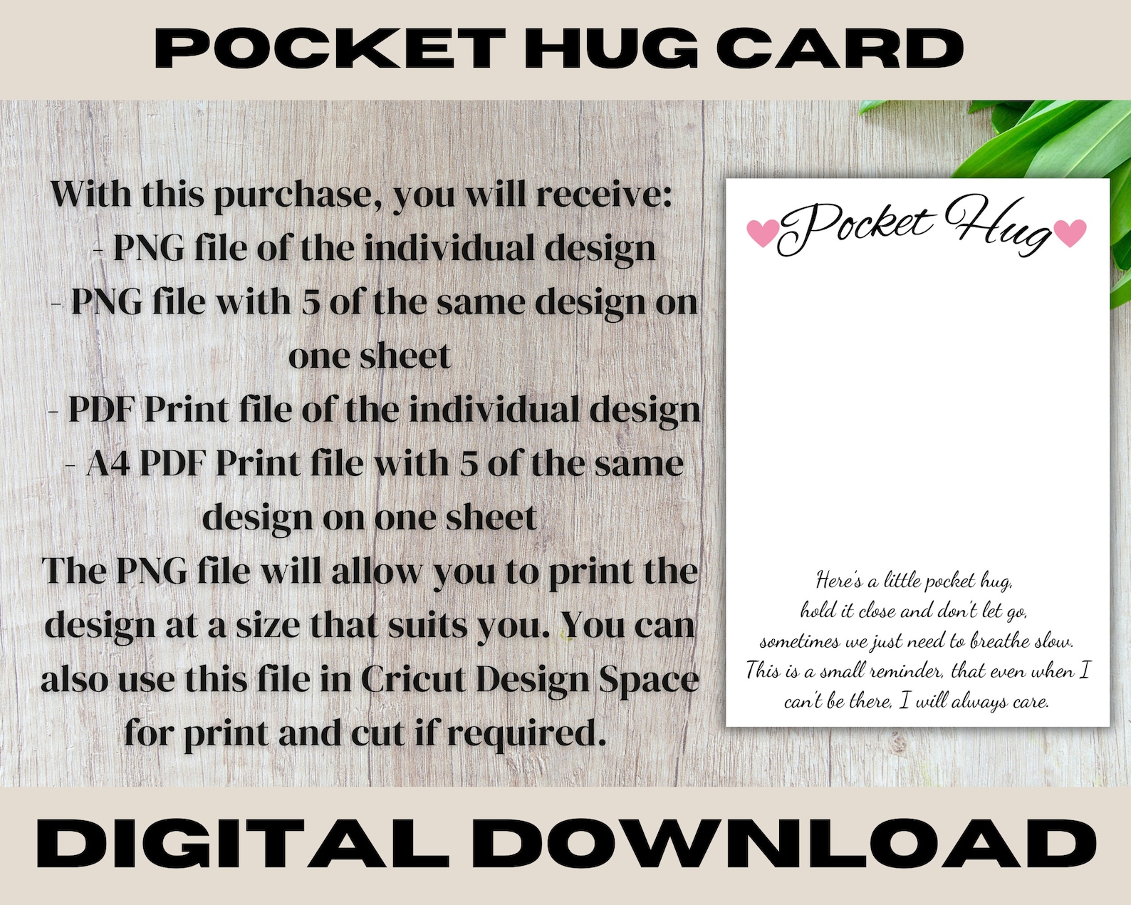Pocket Hug Card Template, Pocket Hug PNG, Backing Card Printable, Commerical Use, Print and Cut ...